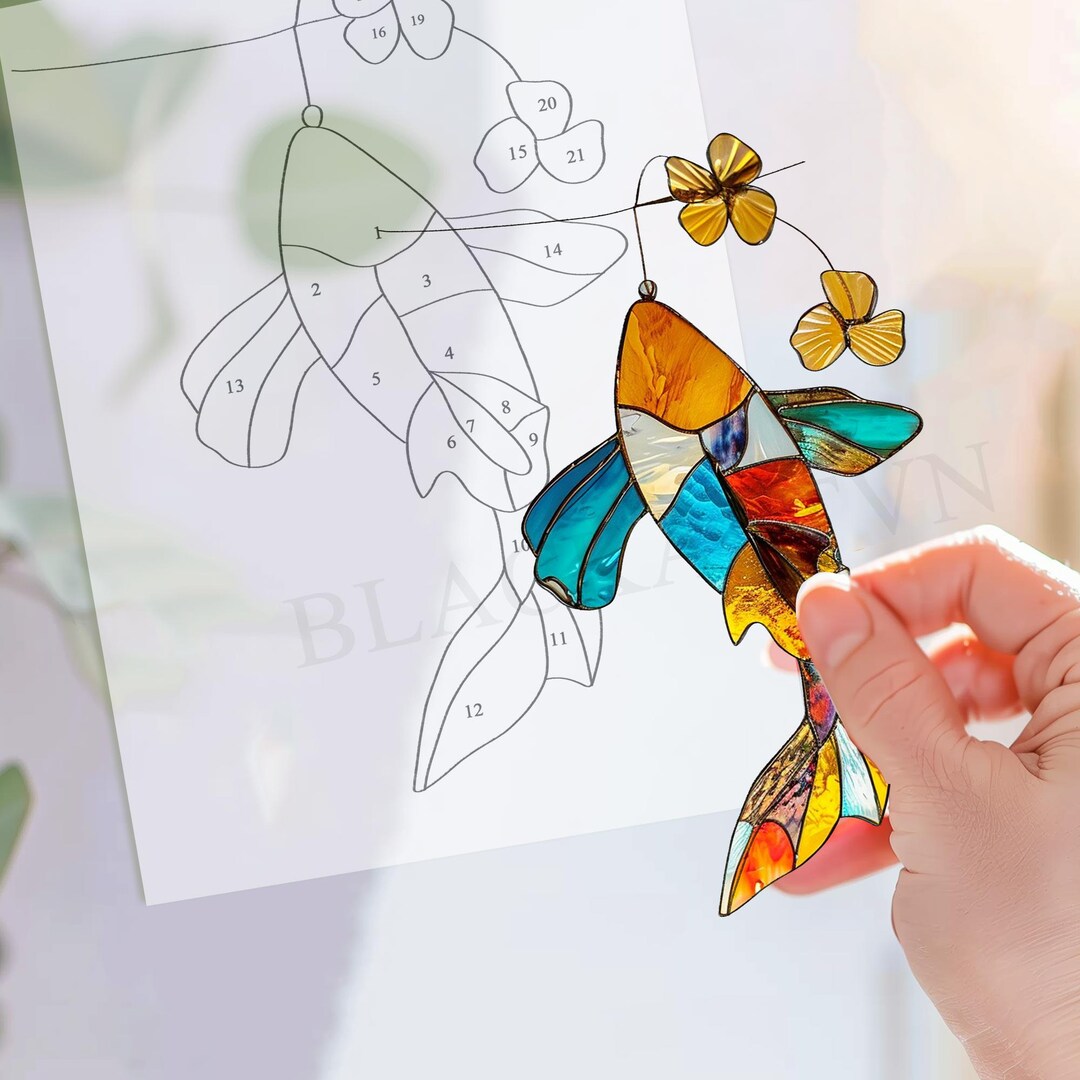 Digital Download Koi V12 ,stained Glass Pattern,modern Suncatcher,diy ...