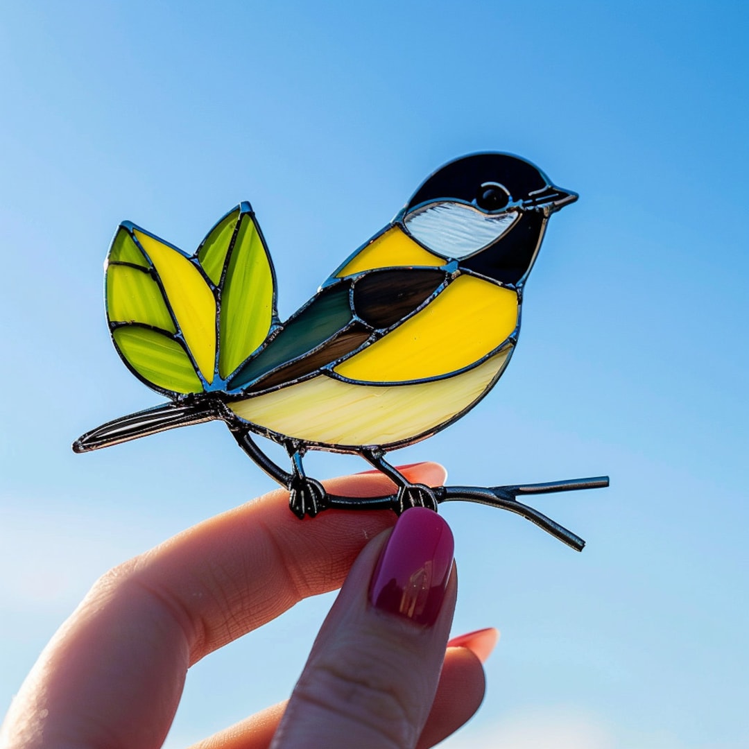 Digital Download Chickadee-t02,stained Glass Pattern,modern Suncatcher ...