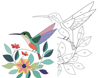 Hummingbird Stained Glass Pattern, Modern Suncatcher, Diy Stained Glass ...