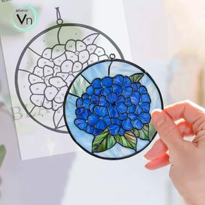 Digital Download Blue Hydrangea H01 Stained Glass Pattern, Modern ...