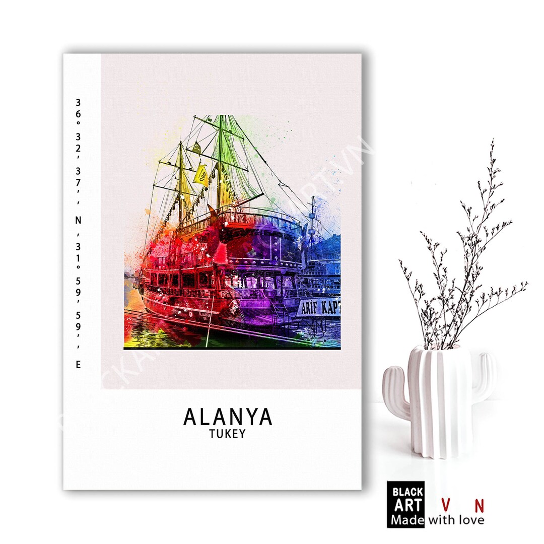 Alanya Turkey Colors Poster City Map Print Poster Painting Art ...