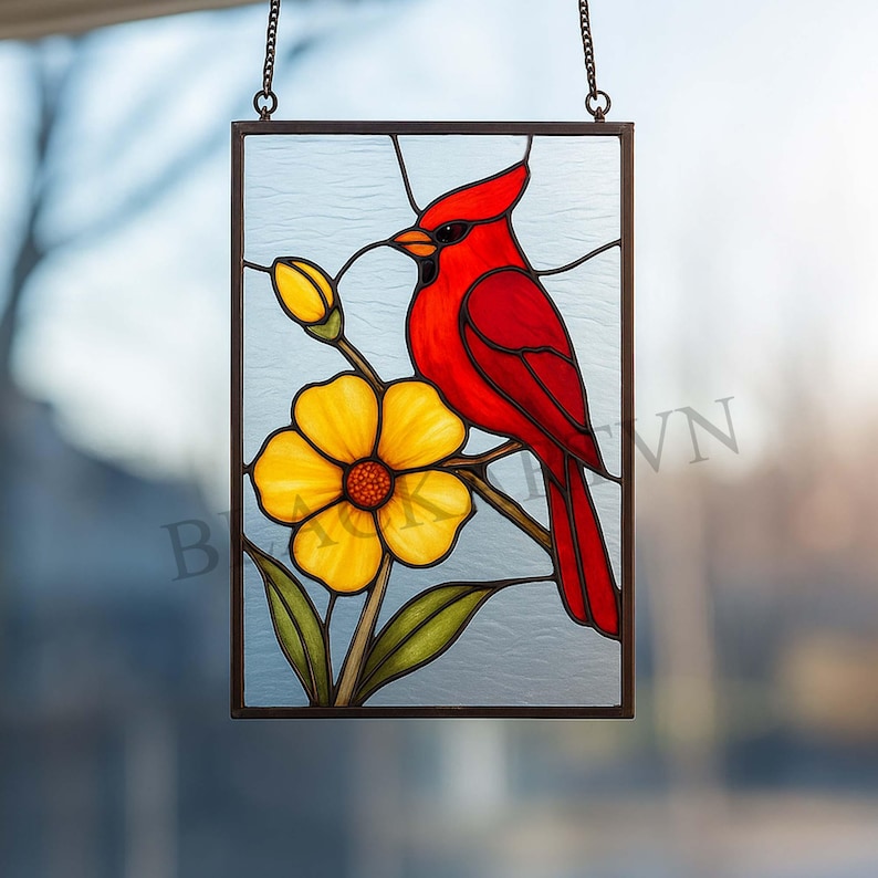 Digital Download Cardinal,stained Glass Pattern,modern Suncatcher,diy ...