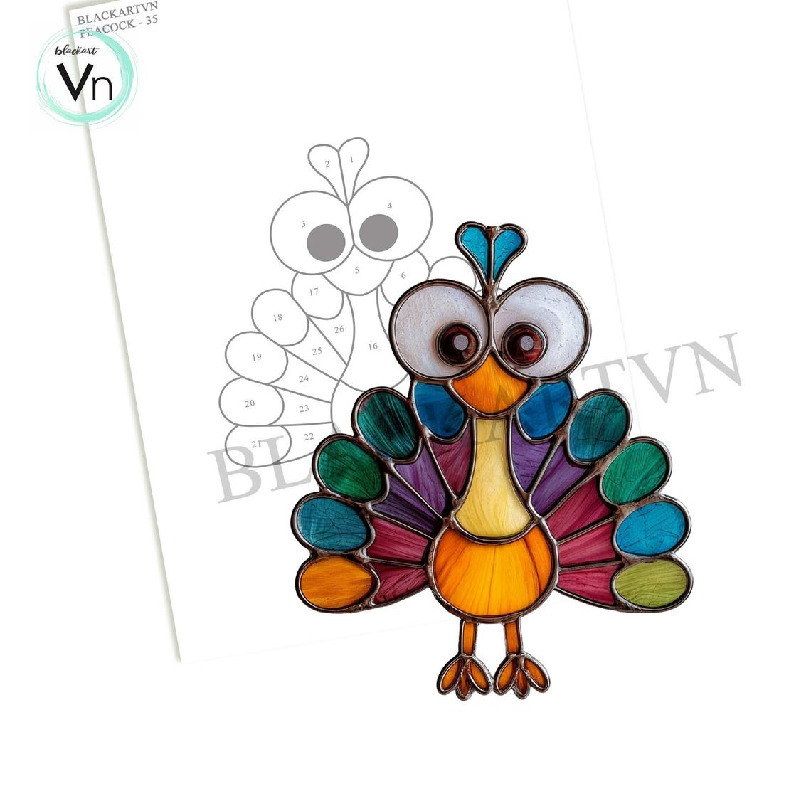 Digital Download Peacock Stained Glass Pattern,modern Suncatcher,diy ...