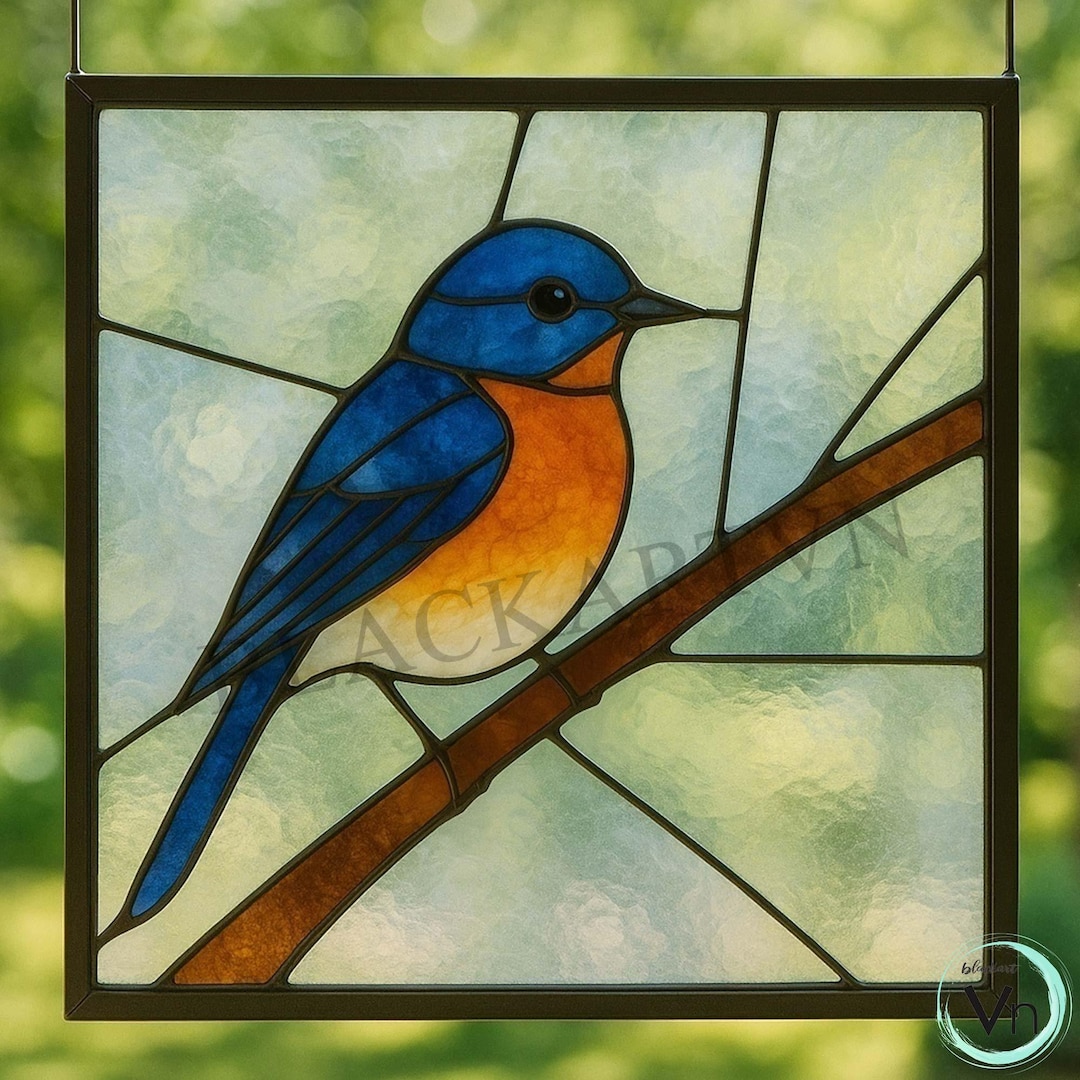 Digital Download Bluebird Stained Glass Pattern,modern Suncatcher,diy ...
