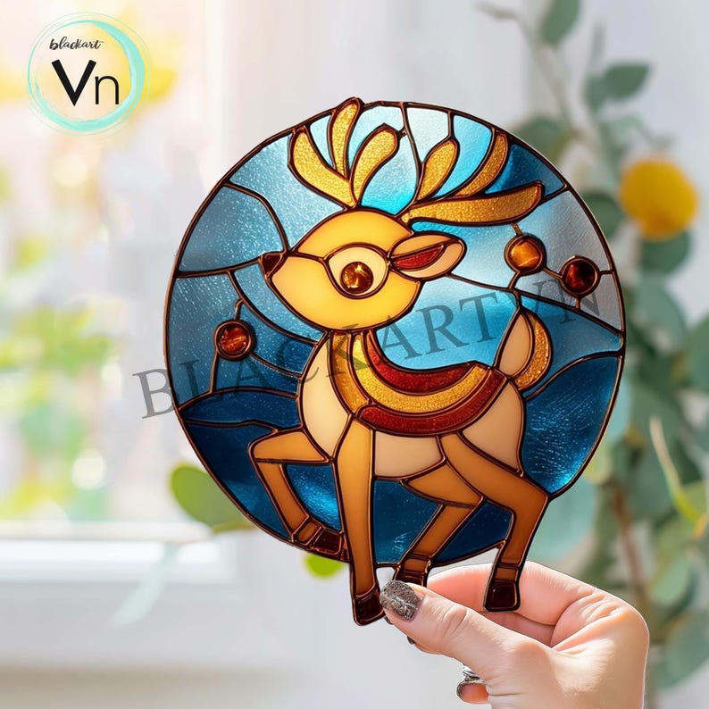 Digital Download Cute Reindeer Stained Glass Pattern,modern Suncatcher ...