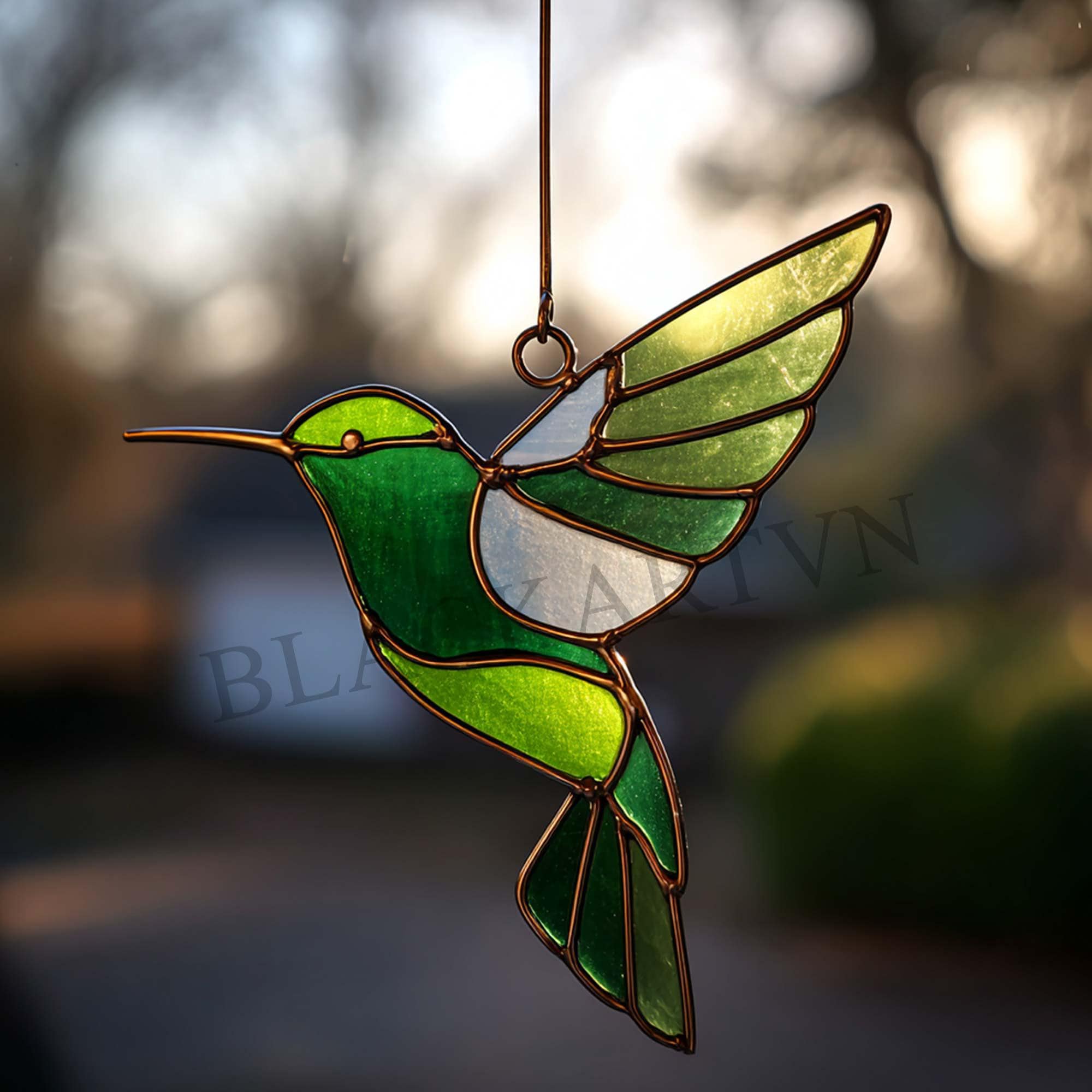 Hummingbird Stained Glass Pattern: Modern Suncatcher DIY (PDF Download ...