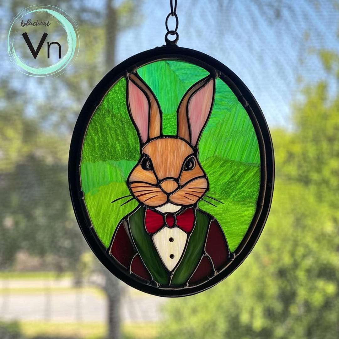 Digital Download Mr. Rabbit Stained Glass Pattern Stained Glass ...