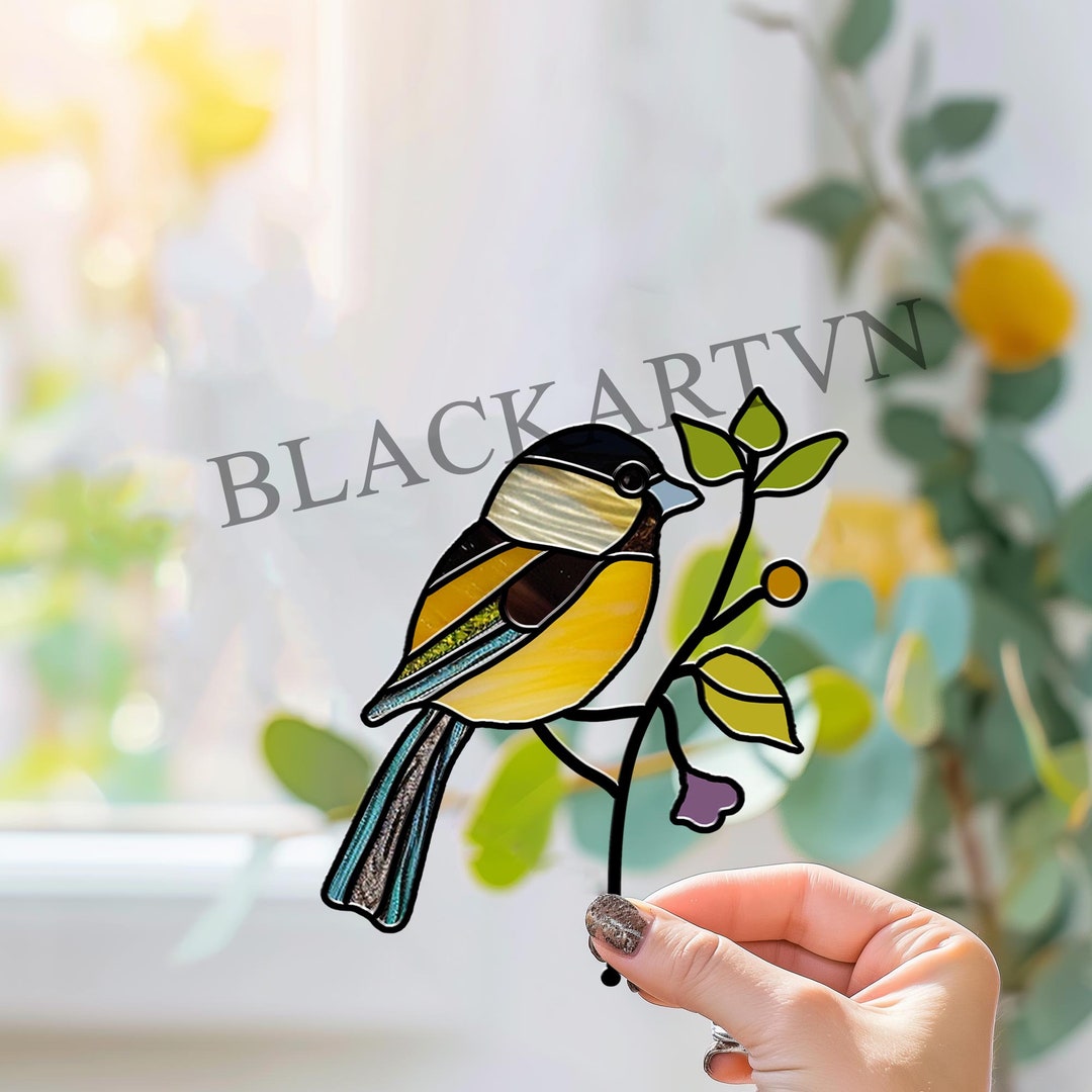 Digital Download Chickadee-d03,stained Glass Pattern,modern Suncatcher ...