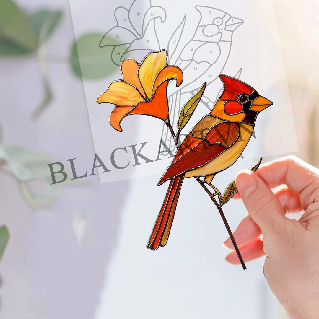 Digital Download Cardinal T02 Bird Stained Glass Pattern, Modern ...