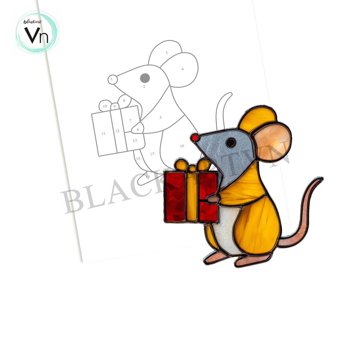 Digital Download Mouse and Chritsmas Gift Stained Glass Pattern,modern ...
