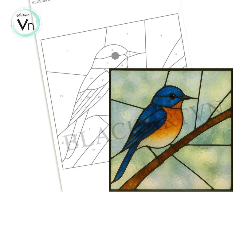 Digital Download Bluebird Stained Glass Pattern,modern Suncatcher,diy ...