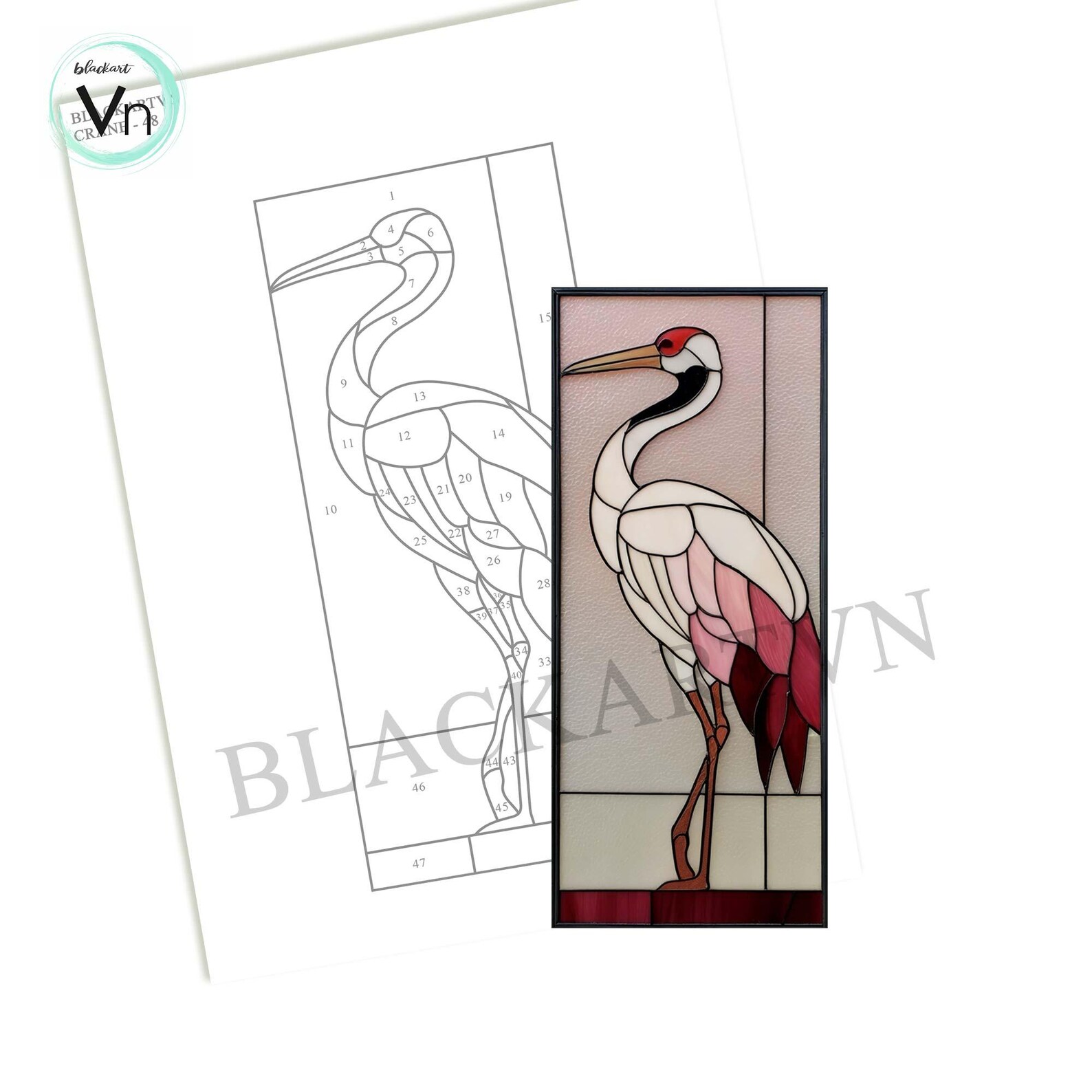 Digital Download Cranes Stained Glass Pattern, Modern Suncatcher, Diy ...