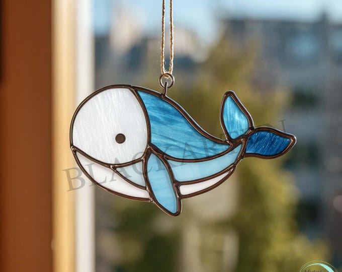 Blue Whale Stained Glass Pattern: Ocean Creature DIY (PDF) - Etsy Canada
