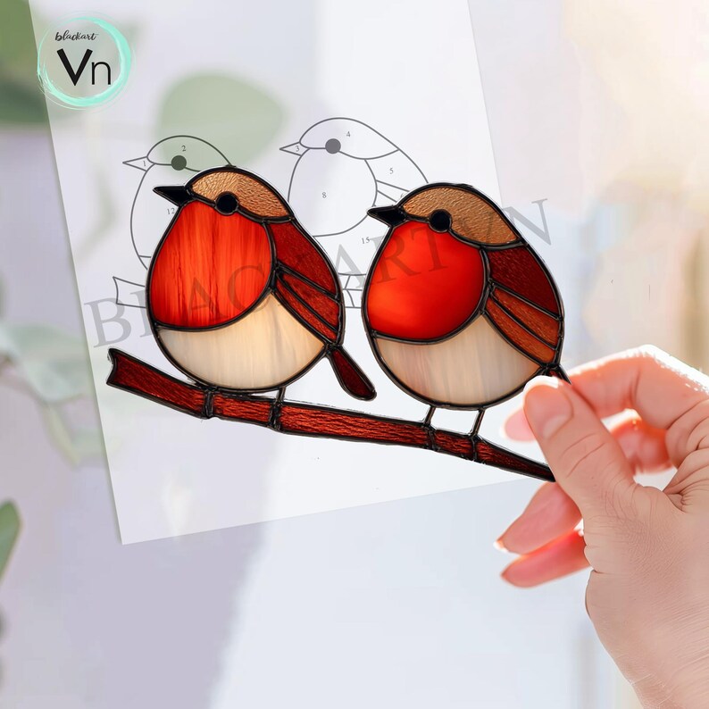 Digital File Robin Stained Glass Suncatcher , Window Hanging Fathers ...