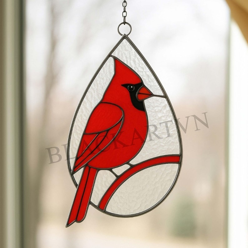 Digital Download Cardinal Stained Glass Pattern,modern Suncatcher,diy ...