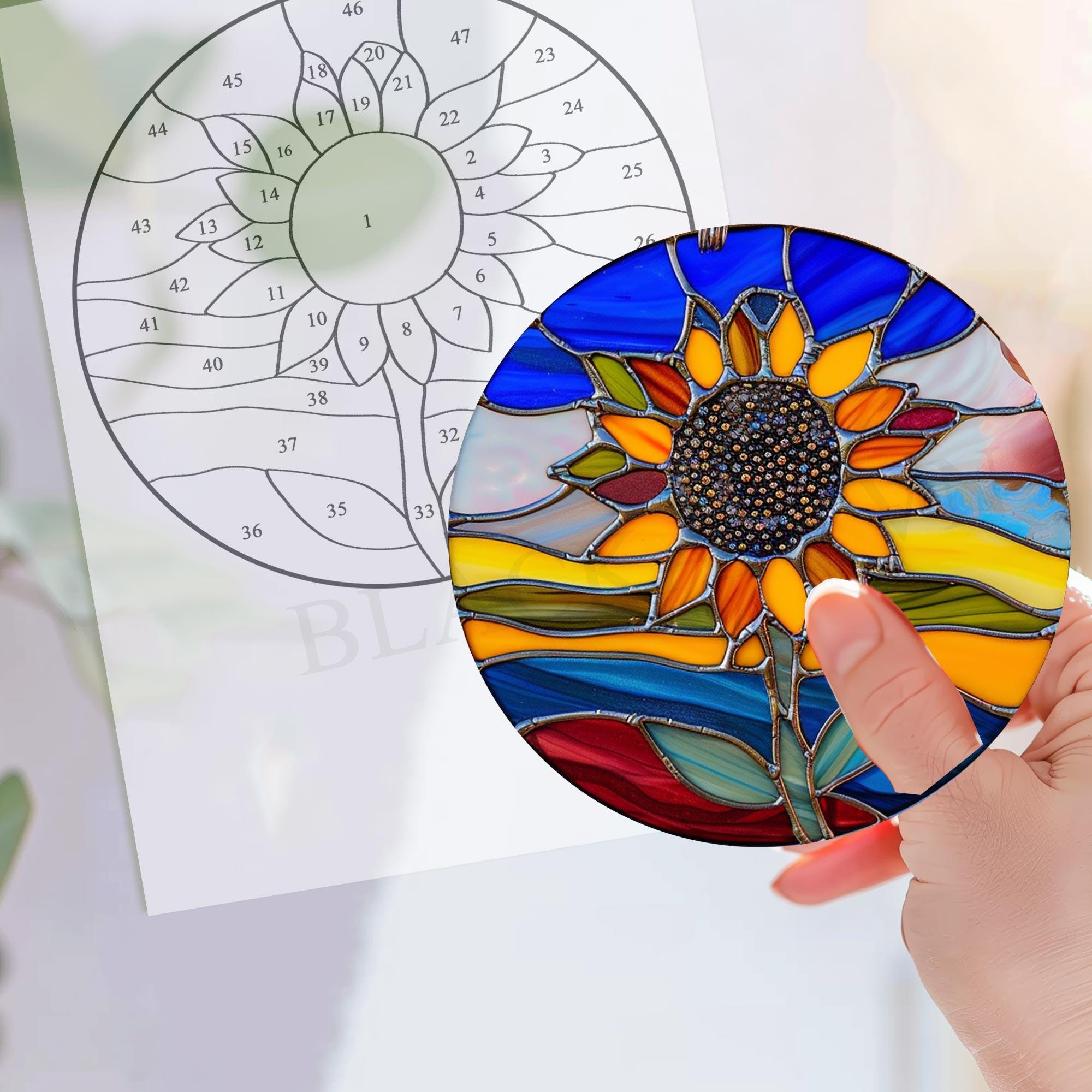 Digital Download Sunflower V01 Stained Glass Pattern, Modern Suncatcher ...