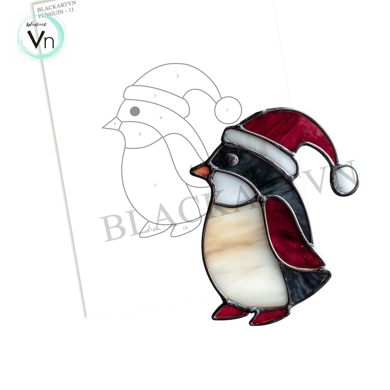 Digital Download Penguin Stained Glass Pattern, Modern Suncatcher, Diy ...