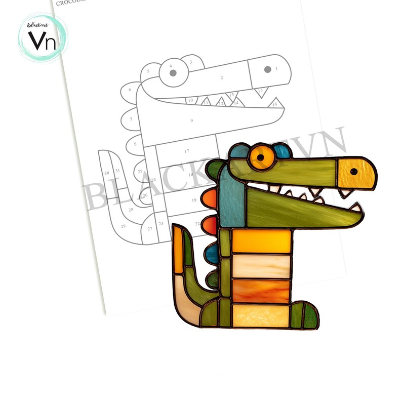 Digital Download Crocodile Stained Glass Pattern,modern Suncatcher,diy ...