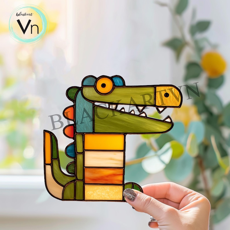 Digital Download Crocodile Stained Glass Pattern,modern Suncatcher,diy ...