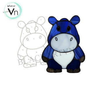 Digital Download Hippo T05,stained Glass Pattern,modern Suncatcher,diy ...