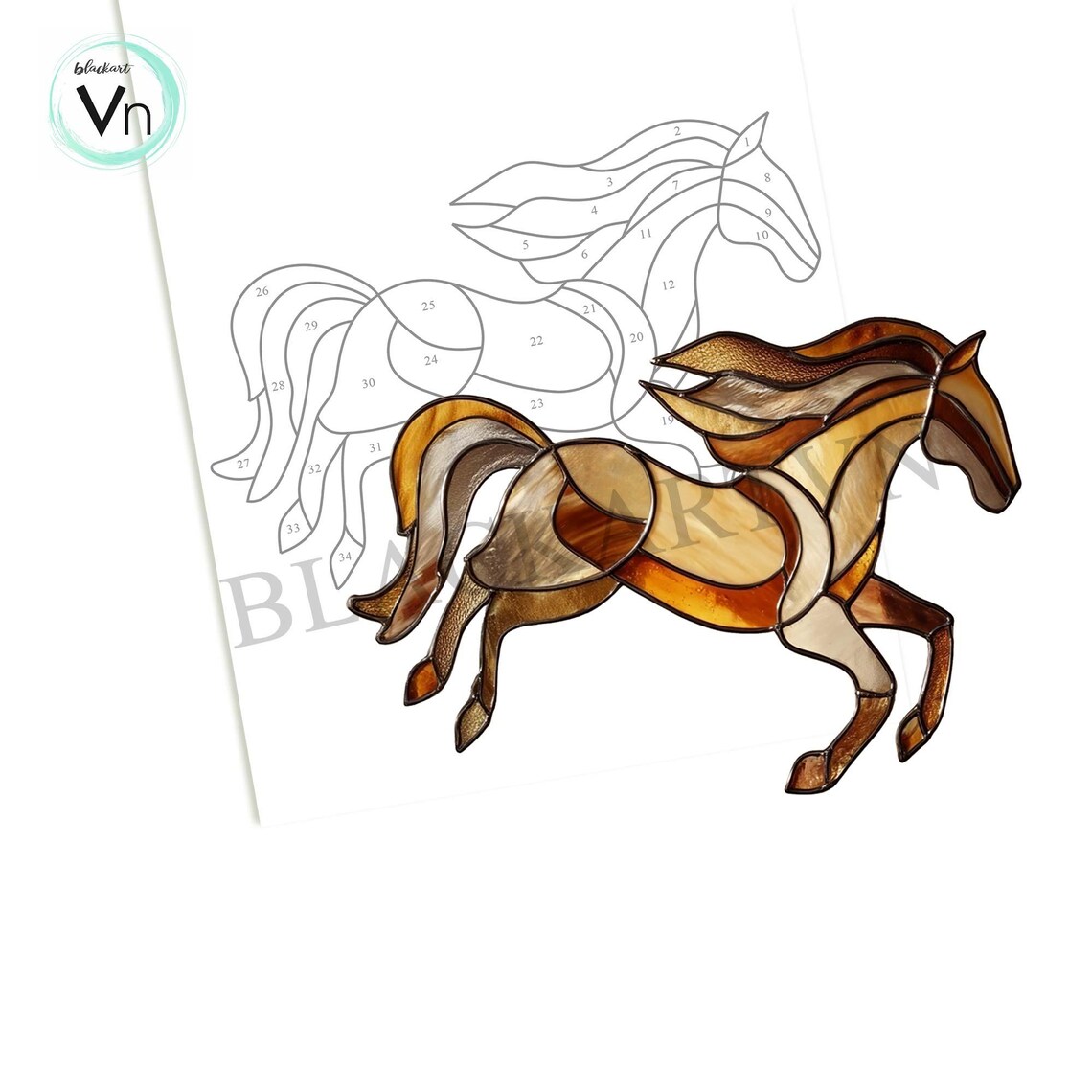 Digital Download Galloping Horse Stained Glass Pattern,modern ...