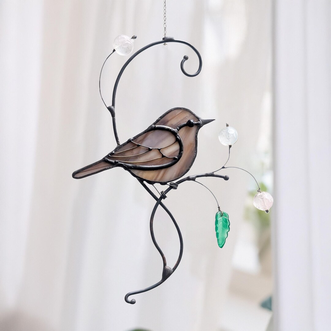 Digital File Carolina Wren Stained Glass Window Hanging Bird Gifts ...