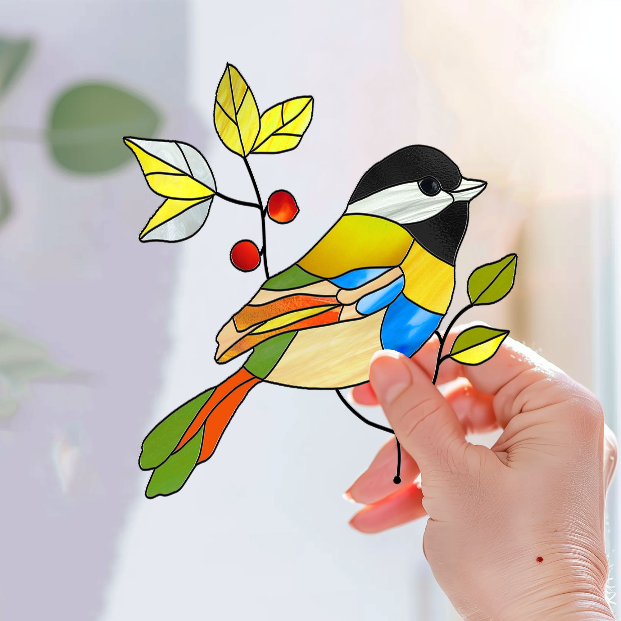 Digital Download Chickadee Stained Glass Pattern, Modern Suncatcher ...