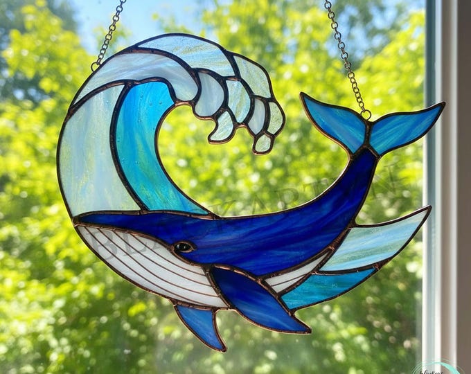 Blue Whale Stained Glass Pattern: Ocean Creature DIY (PDF) - Etsy Canada