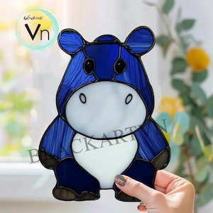 Digital Download Hippo T05,stained Glass Pattern,modern Suncatcher,diy ...
