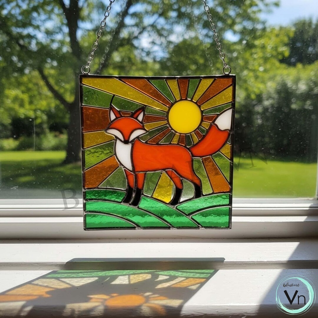 Digital Download Red Fox Panel Stained Glass Pattern,modern Suncatcher ...