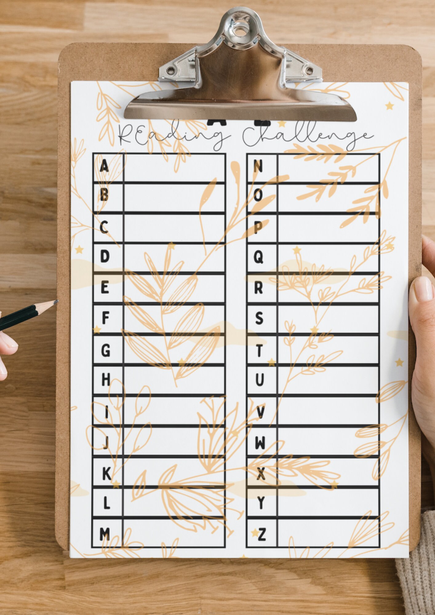 A-Z Reading Challenge Printable, Alphabet Reading Tracker, Book Lover ...