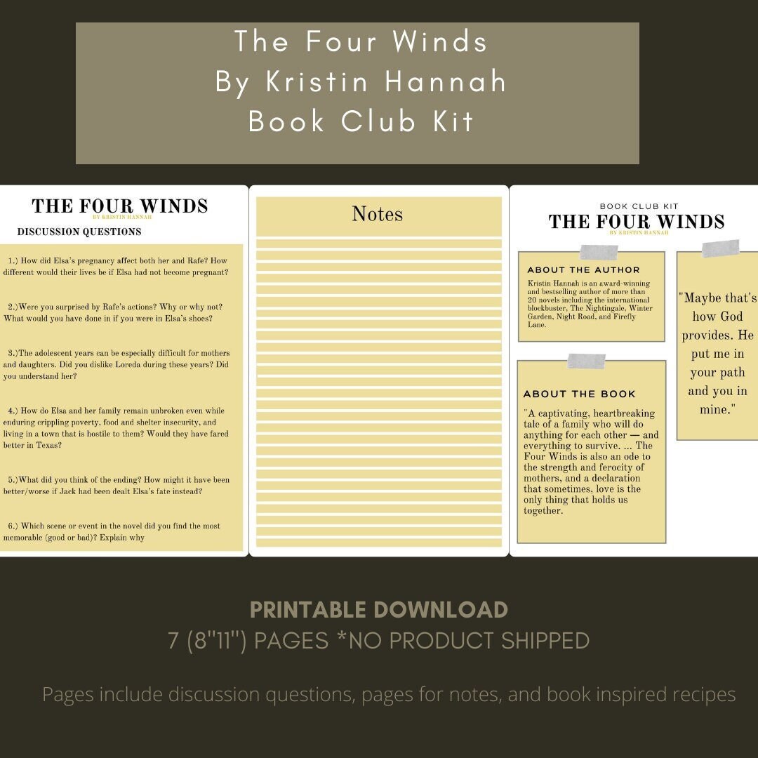 Four Winds Book Club Guide, Discussion Prompts, Reading Group Resource ...