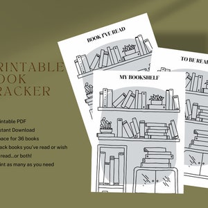 Bookshelf Tracker Template Book Tracker Book Log Book List Printable ...