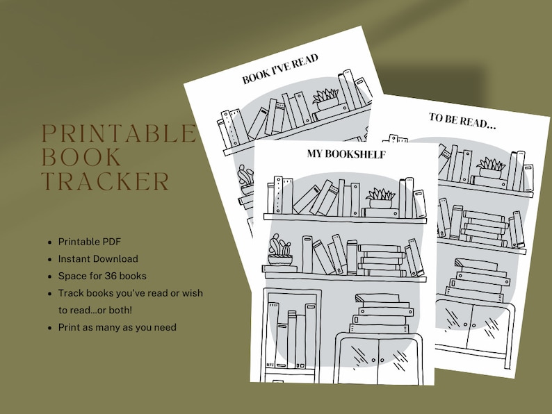 Bookshelf Tracker Template Book Tracker Book Log Book List Printable ...