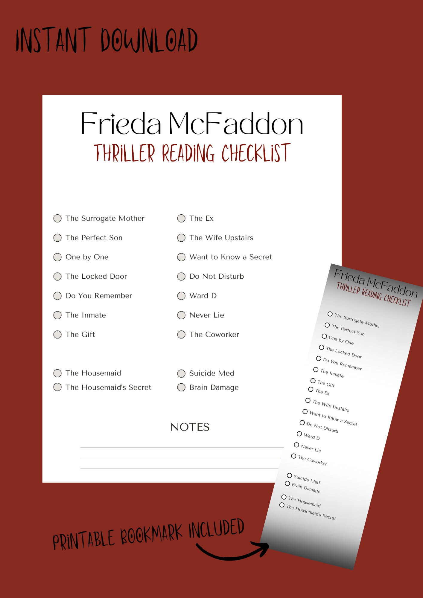 Frieda Mcfaddon Book Checklist Book Reading List Book Tracker List Book ...