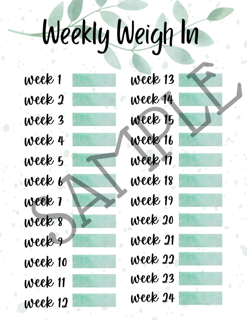 PRINTABLE Weekly Weigh in Tracker - Etsy
