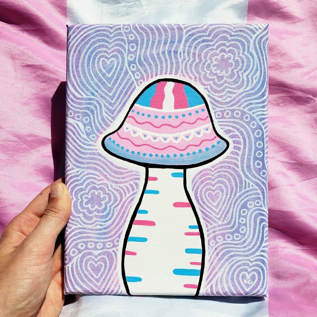 Trans Pride Mushroom Acrylic Painting LGBTQ Pride Painting Trans Pride ...