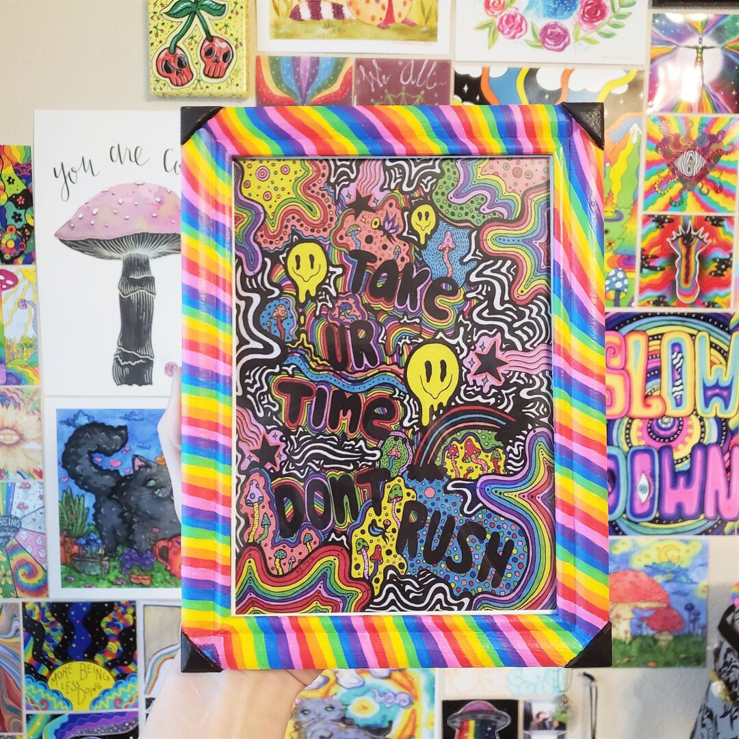 Trippy, Rainbow Hand-painted Picture Frame | Colorful Photo Frame ...