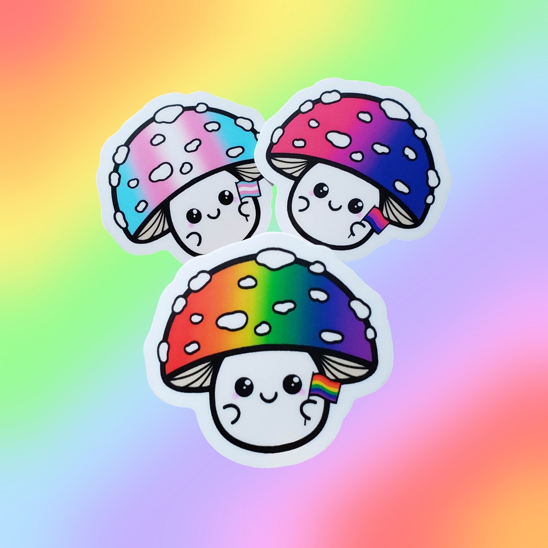 LGBTQ Pride Mushroom Stickers Water Bottle Stickers, Laptop Stickers ...