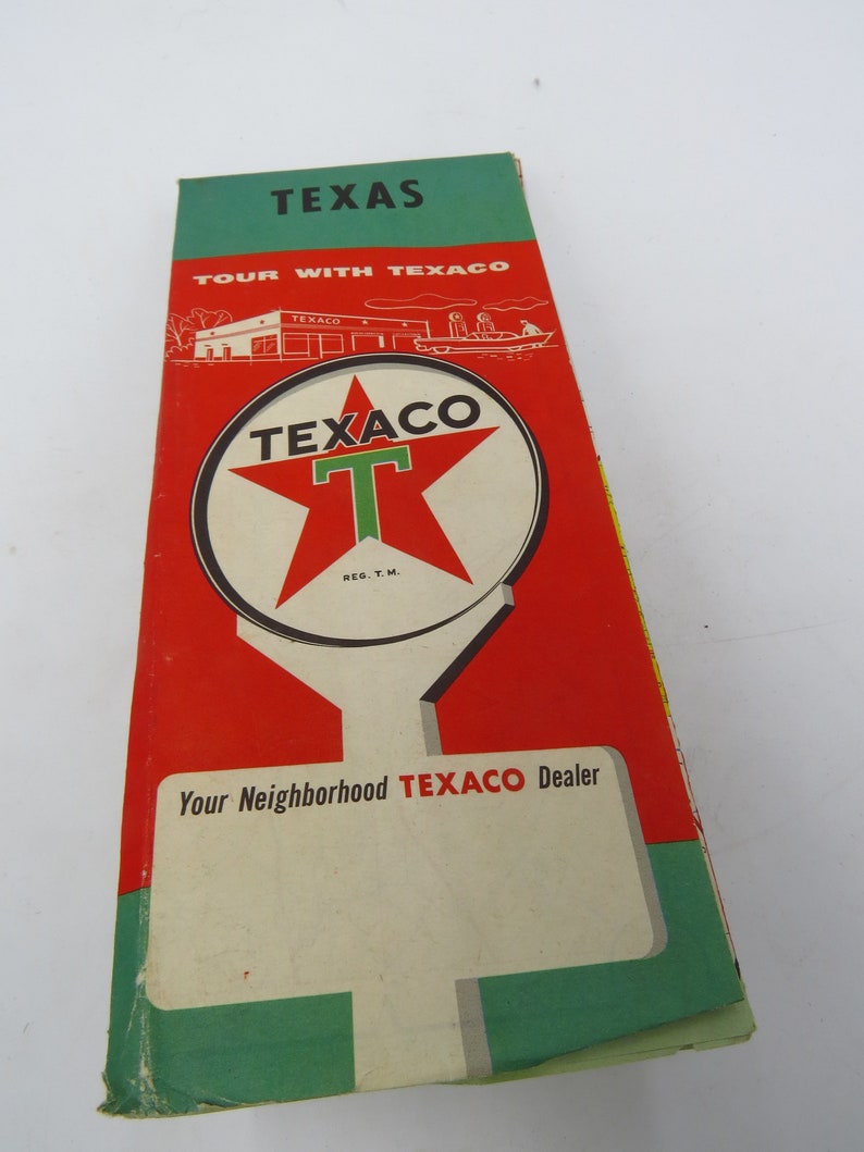 Vintage Texaco Texas Map - Etsy