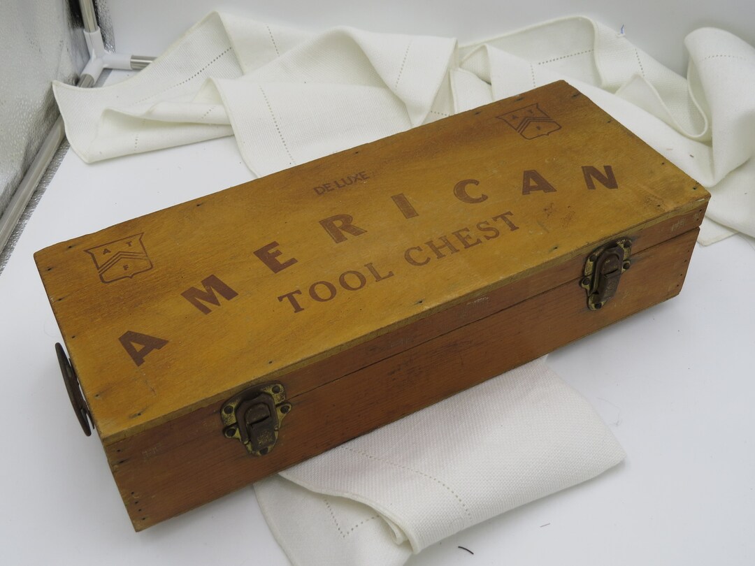 Antique 1920s Wood Machinists Tool Box Folk Art Primitive Hardware No ...