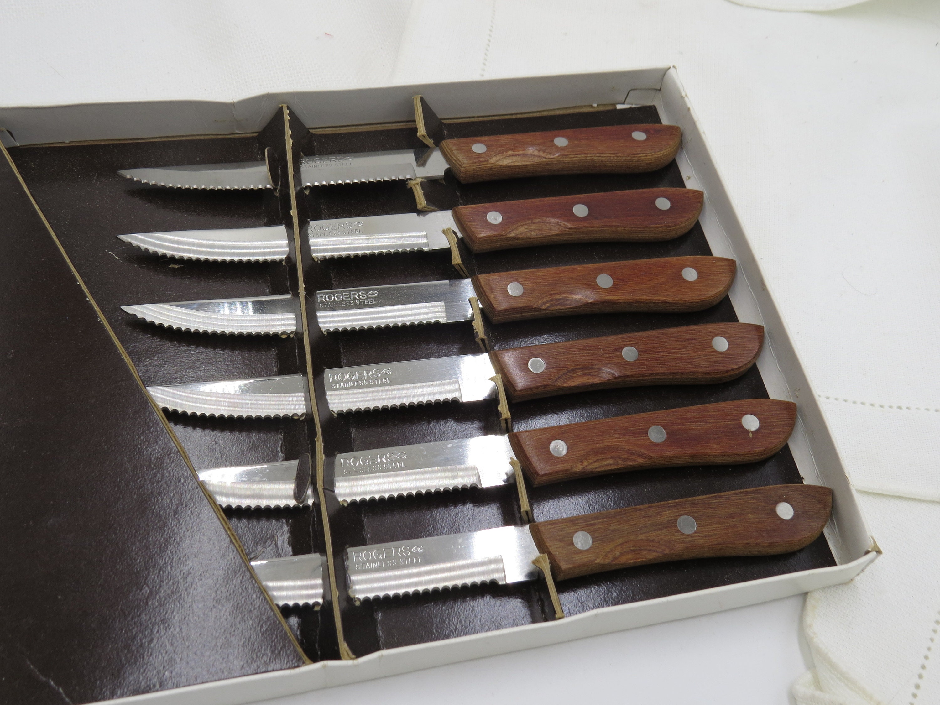 Vintage Rogers Cutlery Steak Knives, New in Box - Box Has Some Damage ...