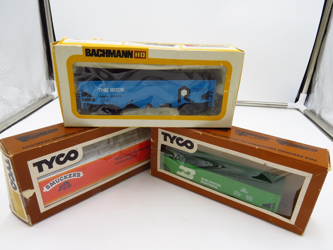 TYCO HO Coal Car, Smuckers Box Car, Rock Rail Car - Boxes Have Slight ...