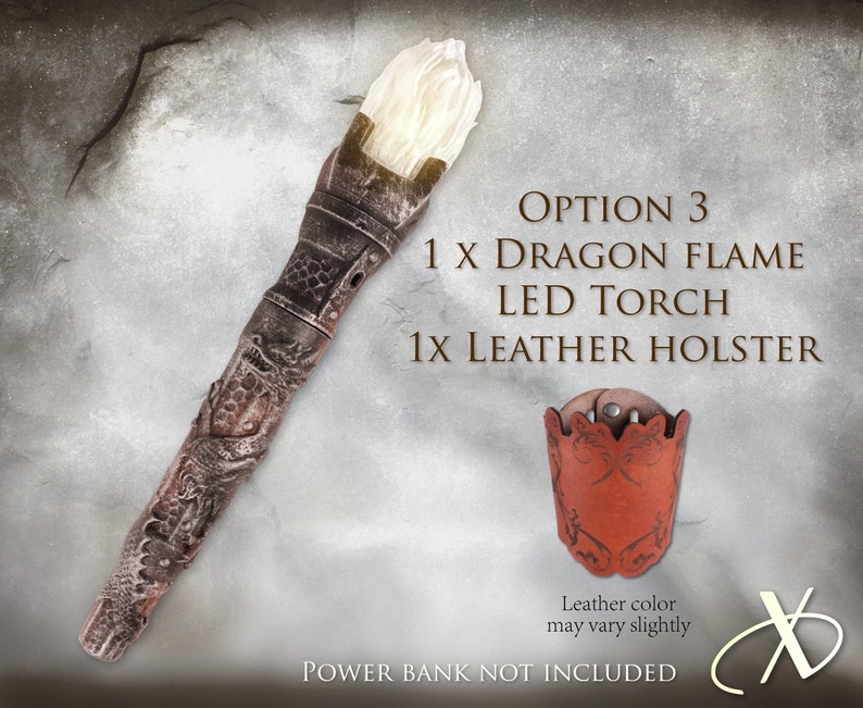 Dragon Flame LARP LED Torch – 3D Printed USB Fantasy Prop, Medieval ...