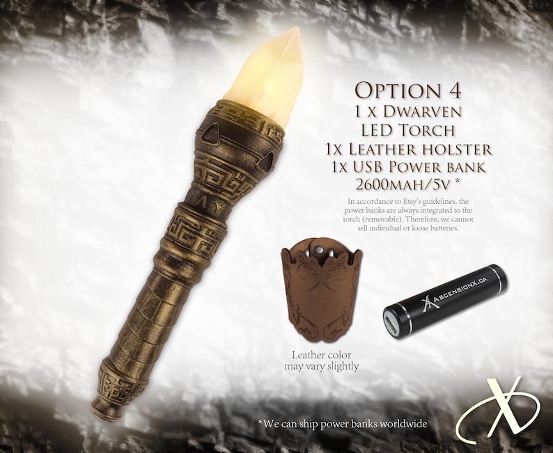 Dwarven LARP LED Torch – 3D Printed USB Fantasy Prop, Flickering Flame ...