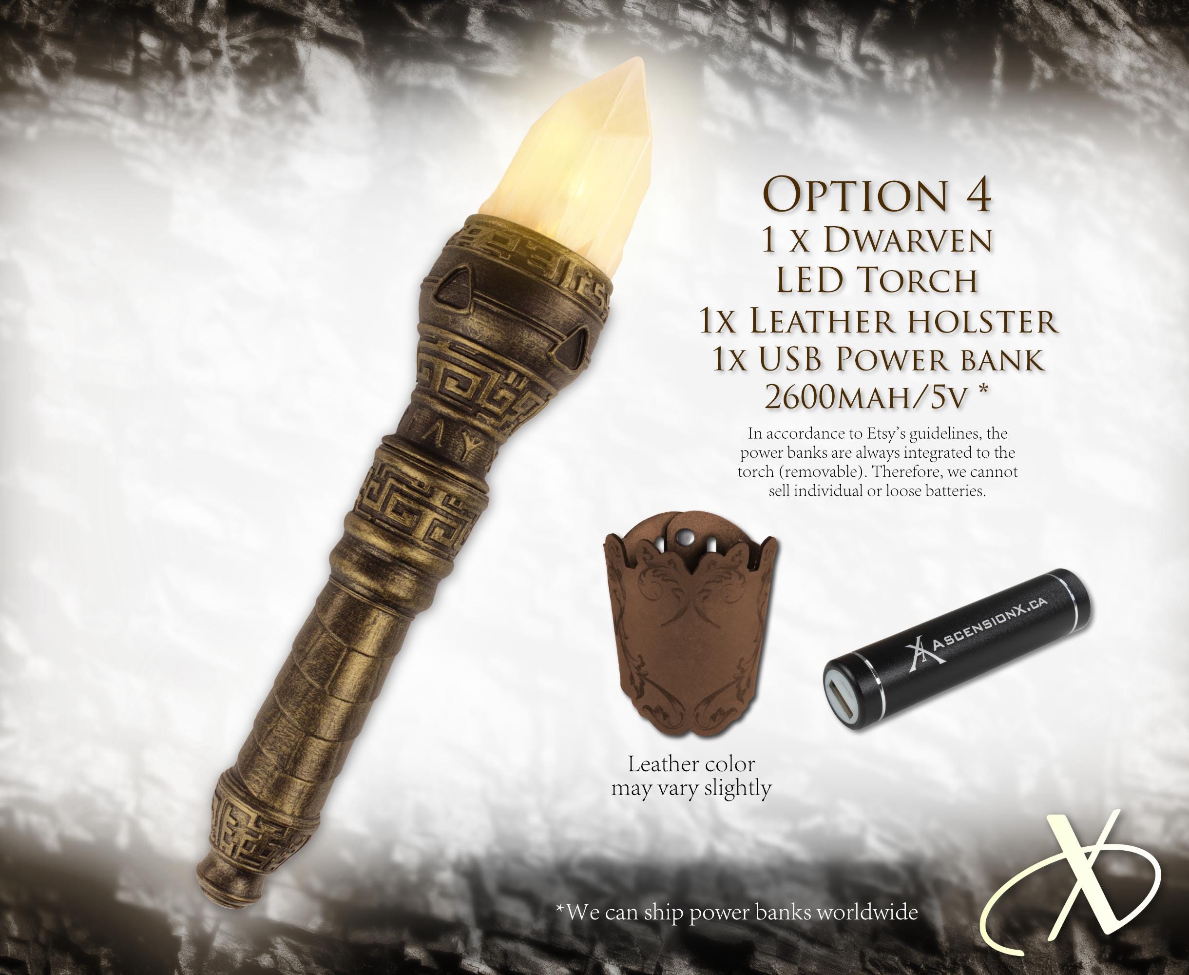 Dwarven LARP LED Torch – 3D Printed USB Fantasy Prop, Flickering Flame ...