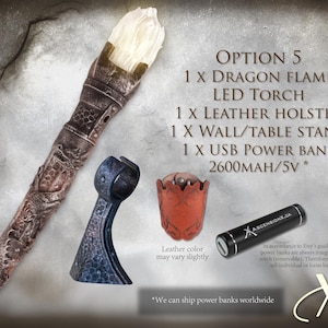 Dragon Flame LARP LED Torch – 3D Printed USB Fantasy Prop, Medieval ...