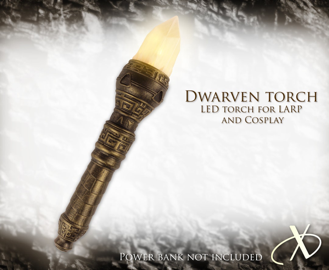 Dwarven LARP LED Torch – 3D Printed USB Fantasy Prop, Flickering Flame ...