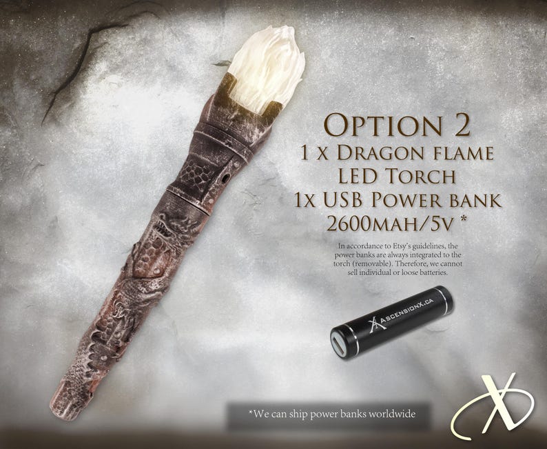 Dragon Flame LARP LED Torch – 3D Printed USB Fantasy Prop, Medieval ...