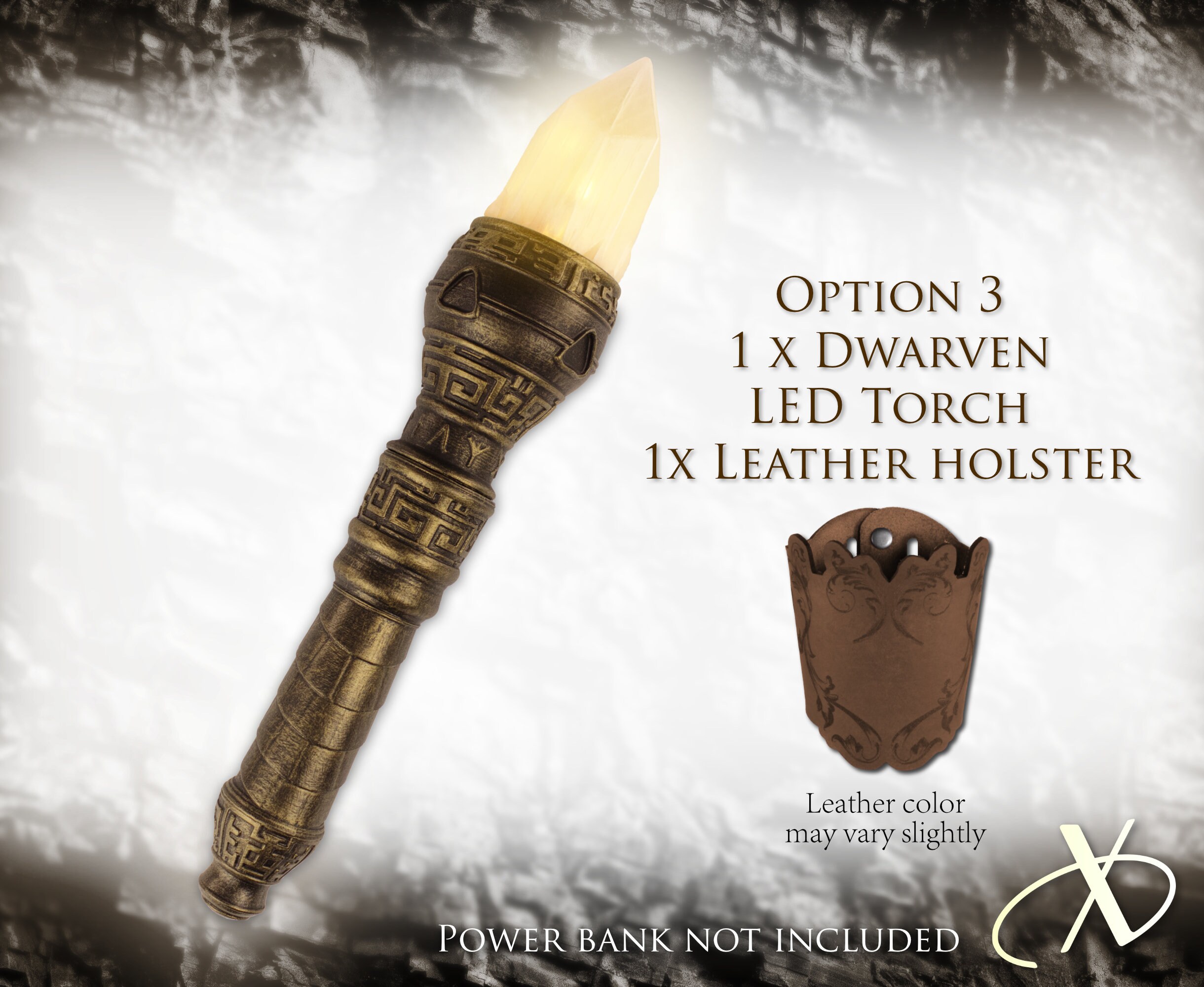 Dwarven LARP LED Torch – 3D Printed USB Fantasy Prop, Flickering Flame ...